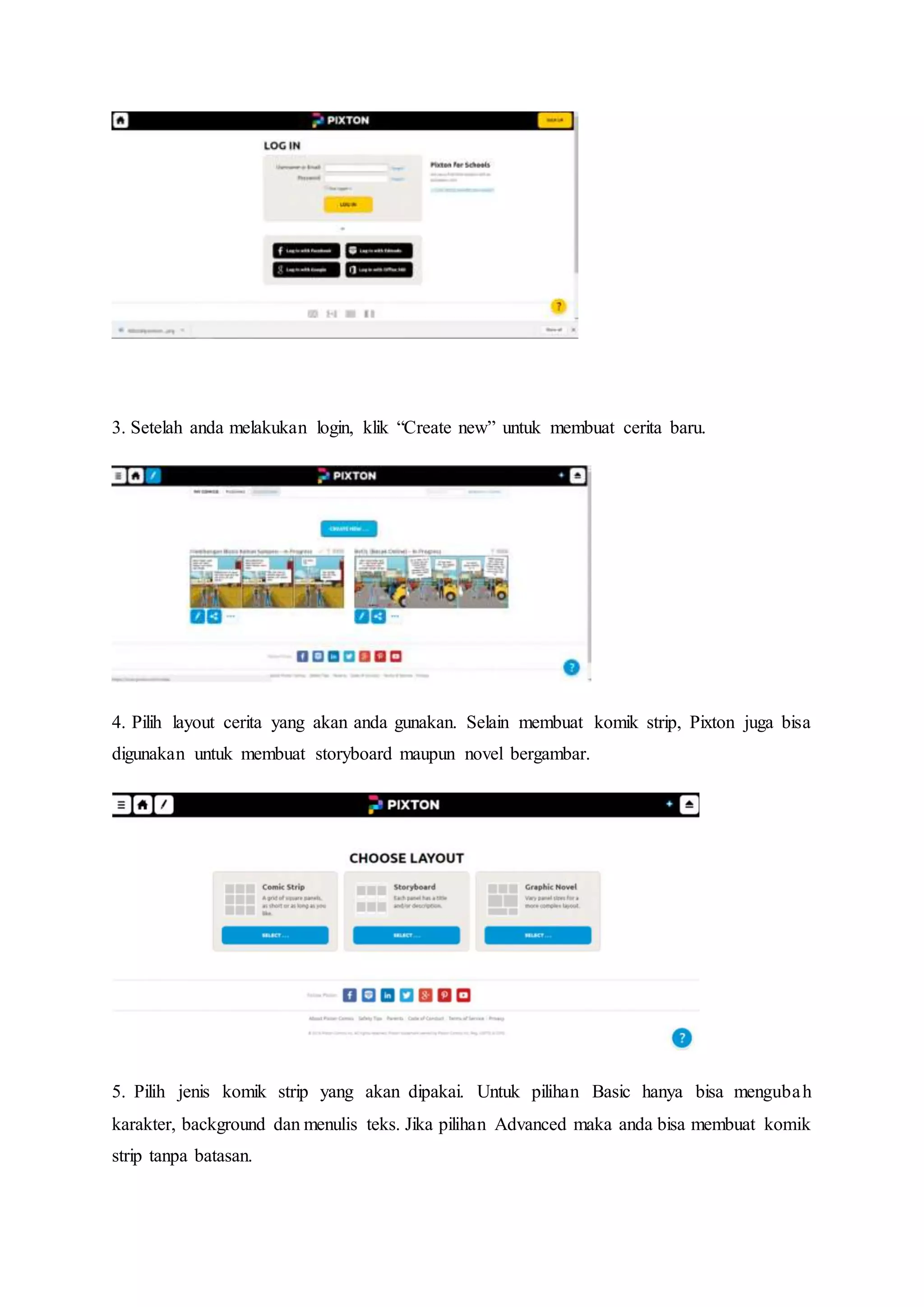 Tutorial membuat komik strip pixton | DOCX