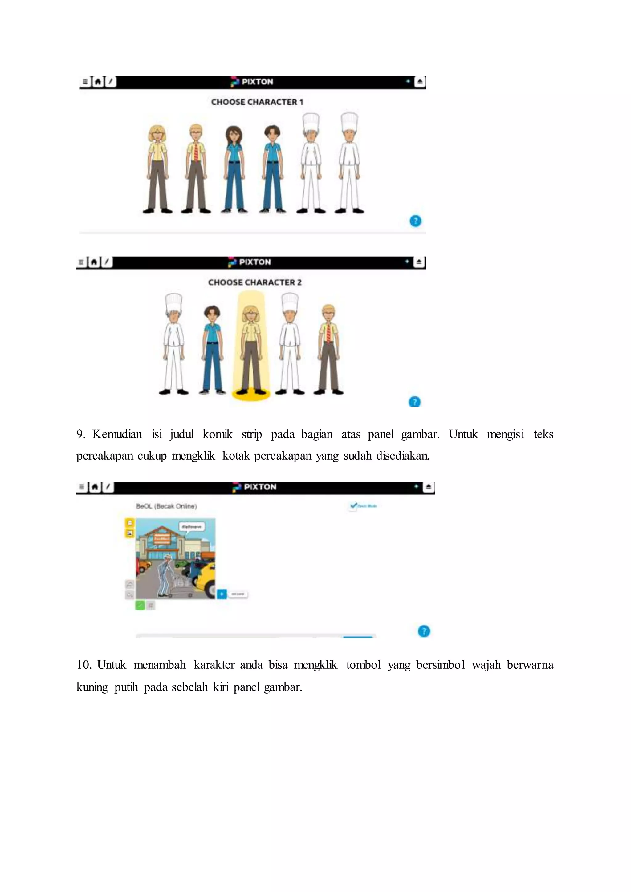 Tutorial membuat komik strip pixton | DOCX