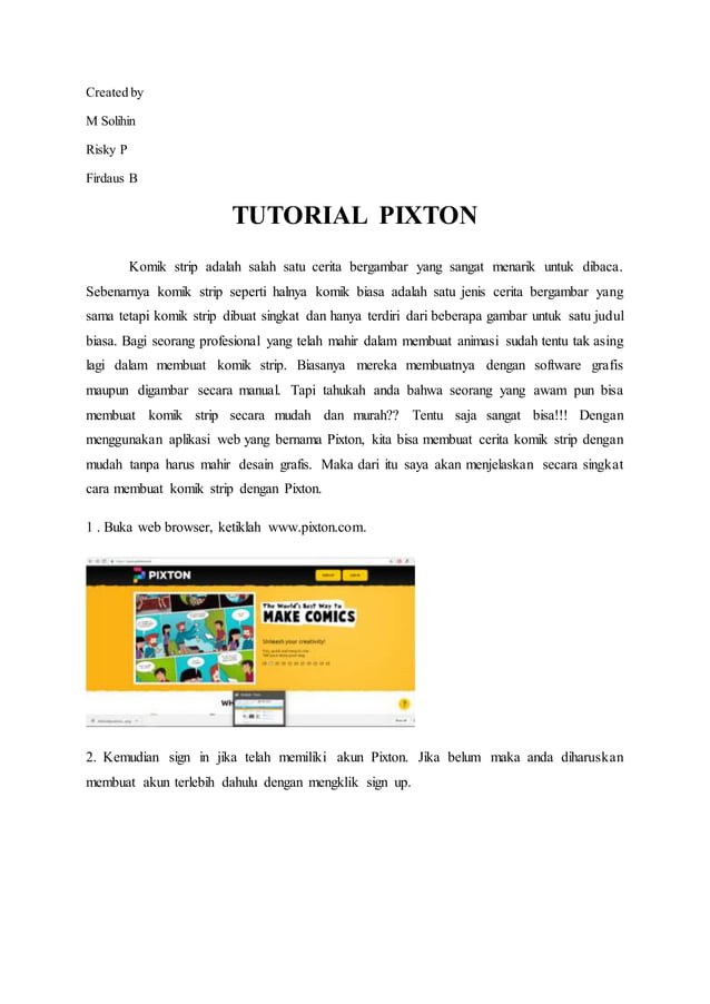 Tutorial membuat komik strip pixton | DOCX