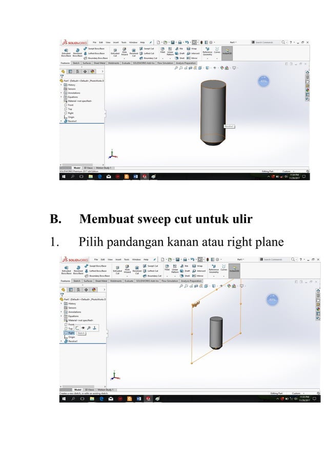 Tutorial membuat screw 3d menggunakan software solidwork | DOC