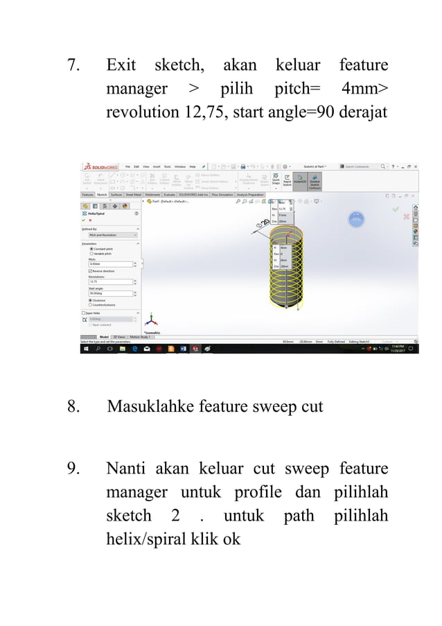 Tutorial membuat screw 3d menggunakan software solidwork | DOC