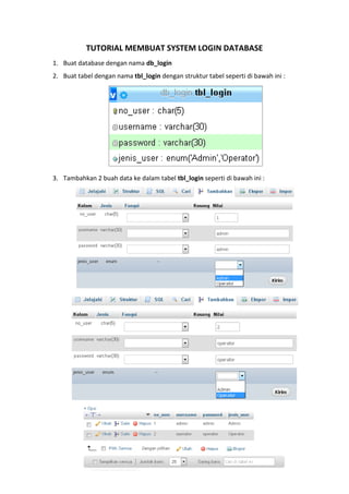 Tutorial membuat system login database | PDF