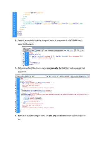 Tutorial membuat system login database | PDF
