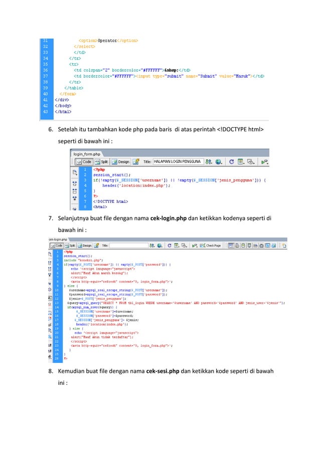 Tutorial membuat system login database | PDF