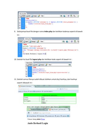 Tutorial membuat system login database | PDF