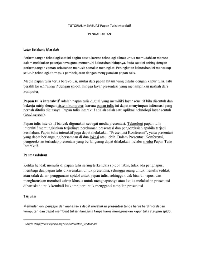 proposal Tutorial membuat whiteboard interactive | PDF