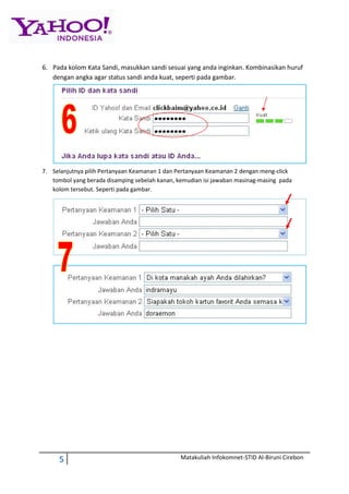 Tutorial membuat yahoo mail stid al-biruni cirebon | PDF