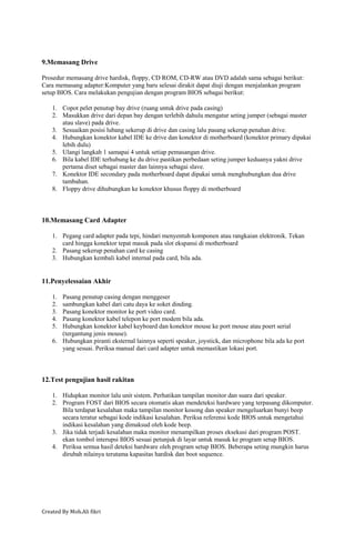 Tutorial merakit pc | DOCX