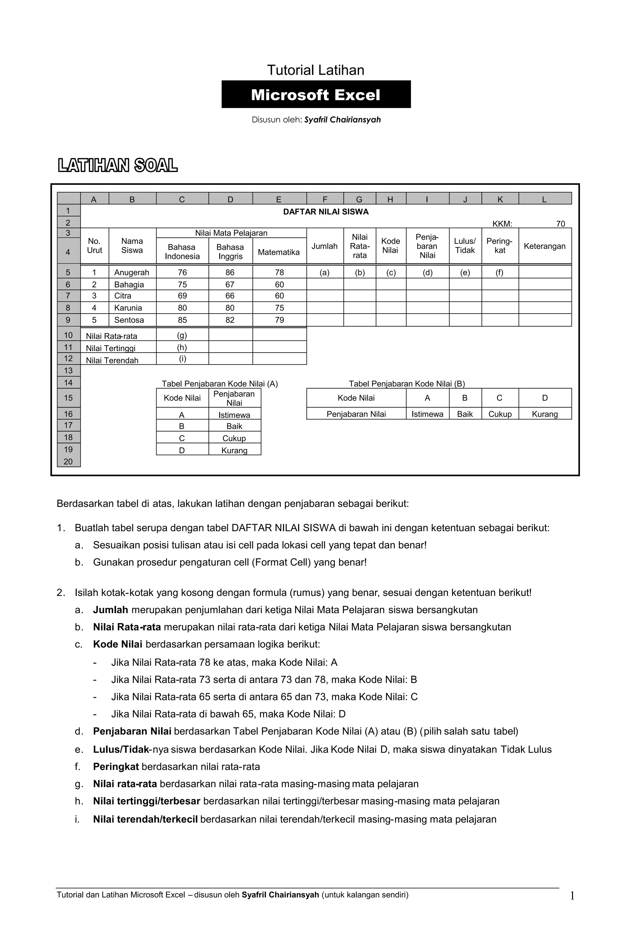 Tutorial microsoft excel-pemula1 | PDF