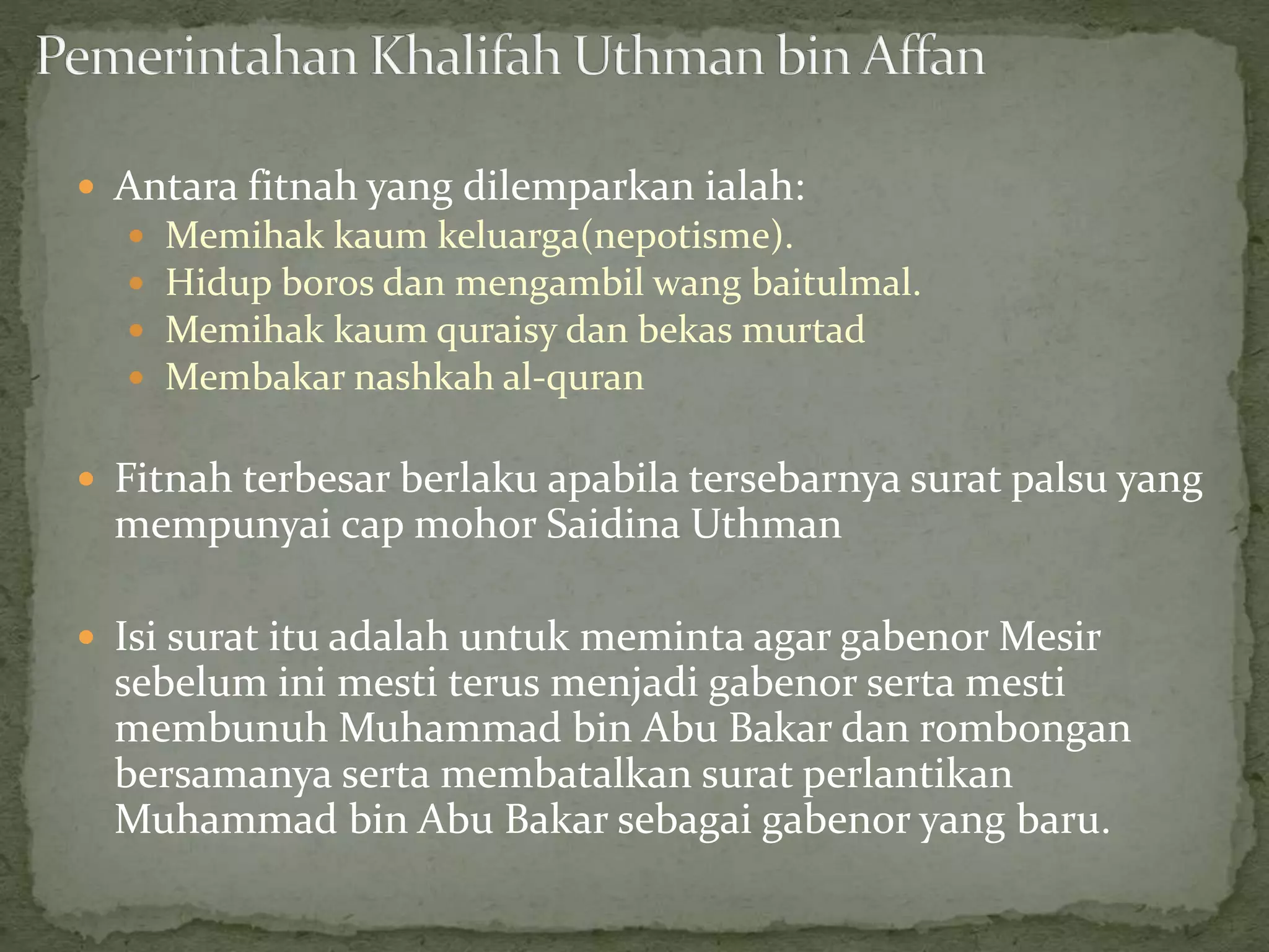 Khalifah Uthman Bin Affan dan Khalifah Ali bin Abi Talib | PPTX