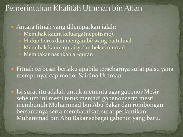 Khalifah Uthman Bin Affan dan Khalifah Ali bin Abi Talib | PPTX