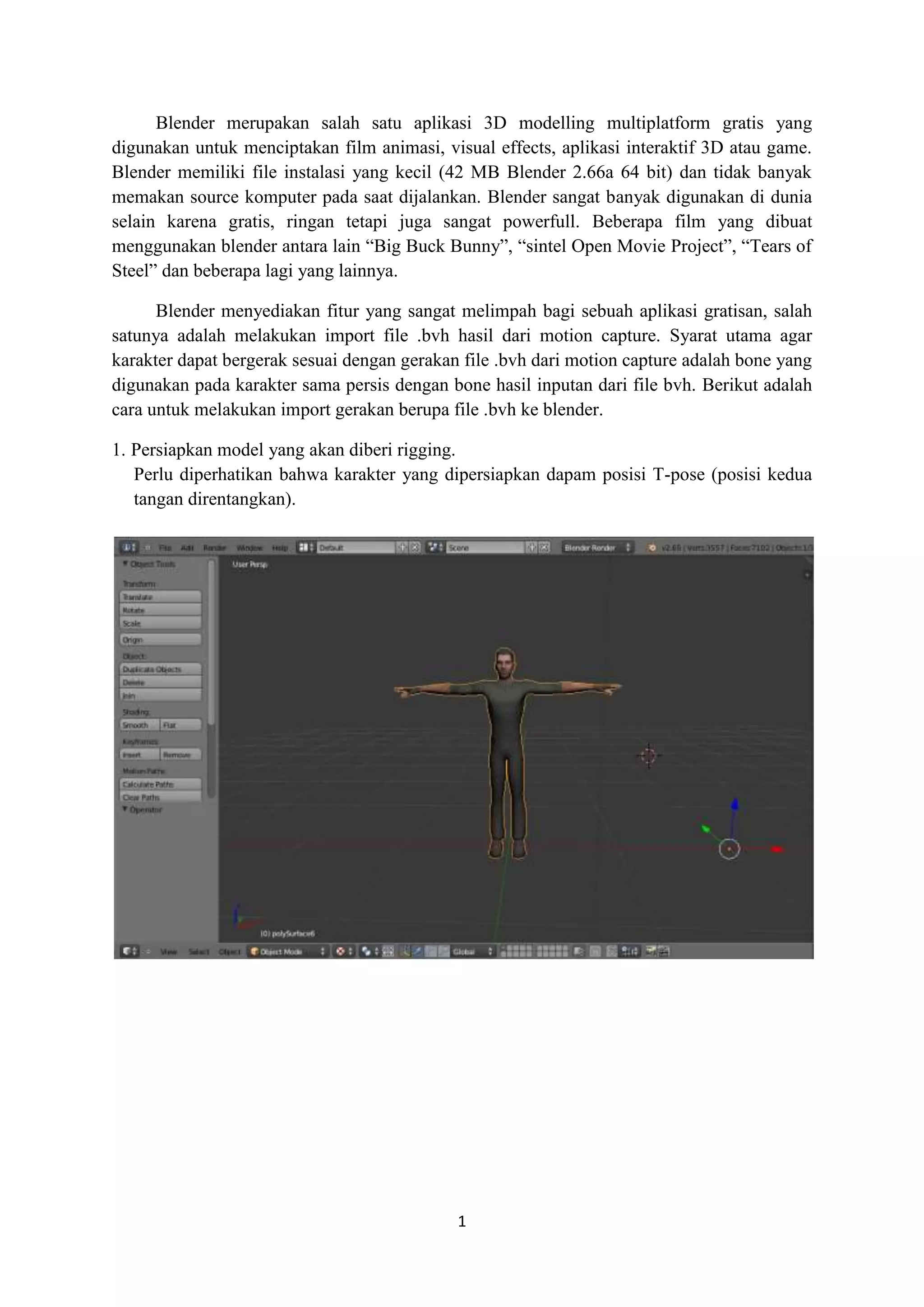 Tutorial motion capture friendly rigging using blender | PDF