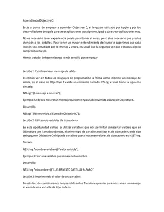 Tutorial de Objective C | PDF