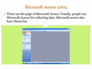 Tutorial of microsoft access 2003 | PPTX | Databases | Computer ...