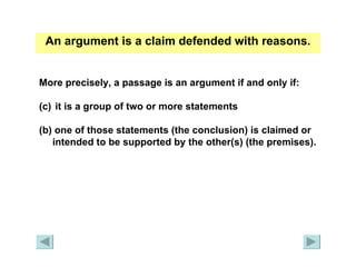 Tutorial on arguments premises-conclusions | PPT