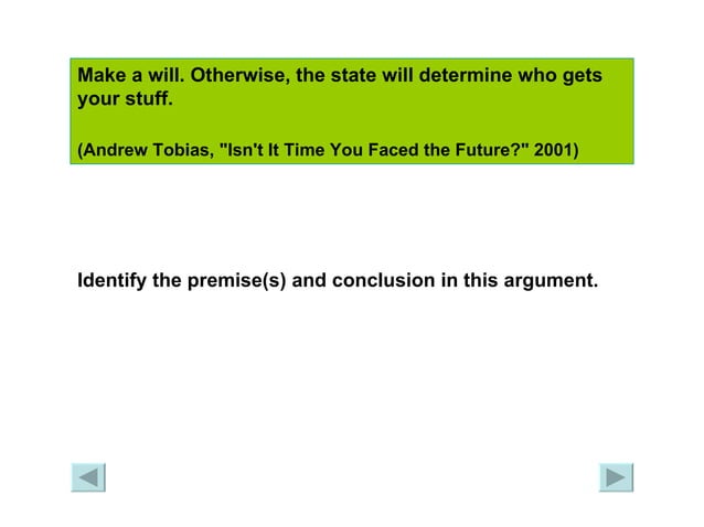 Tutorial On Arguments Premises Conclusions