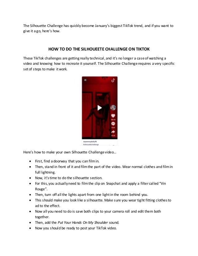 Tutorial On How To Do The Tik Tok Silhouette Challenge