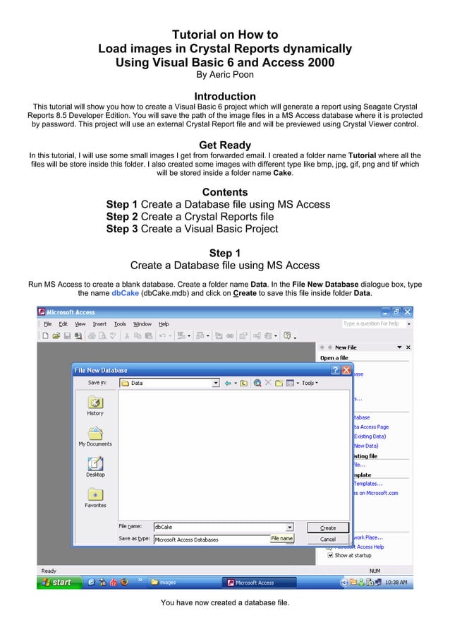 Tutorial on how to load images in crystal reports dynamically using visual basic 6 and access ...