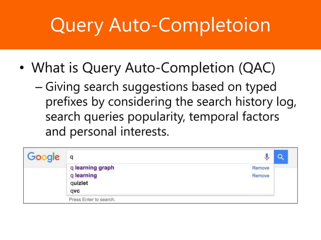 Tutorial on query auto completion | PPT