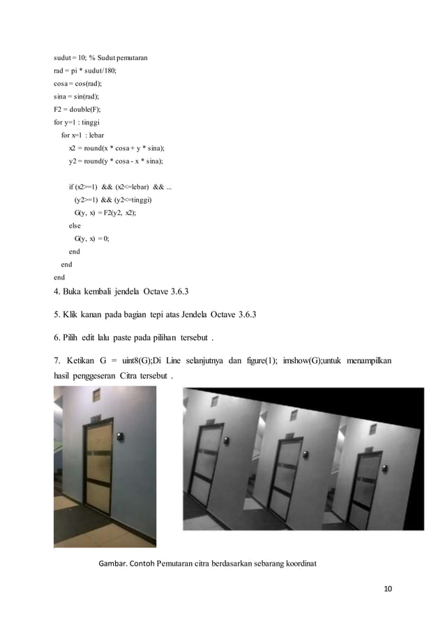 Tutorial operasi geometrik menggunakan octave | PDF