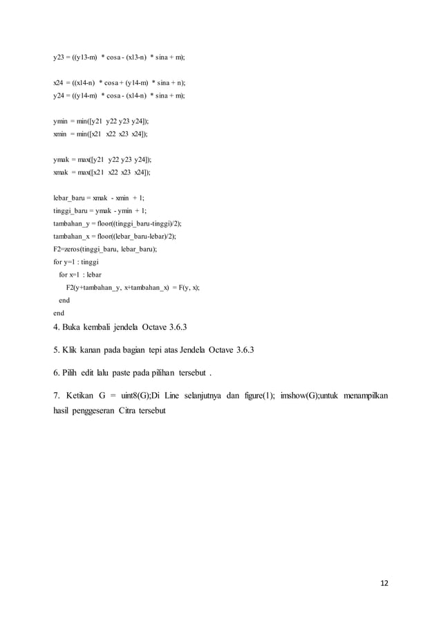 Tutorial operasi geometrik menggunakan octave | PDF