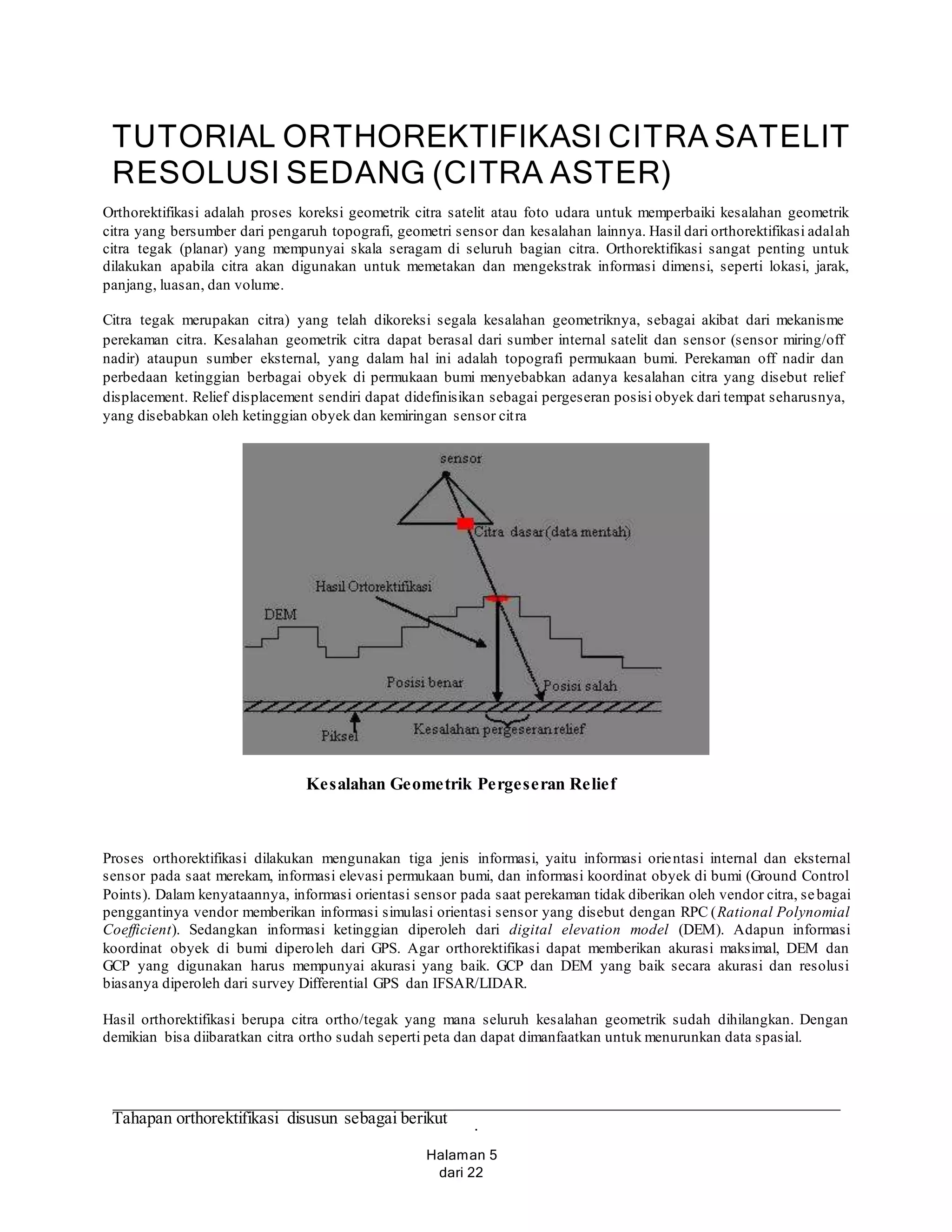 Tutorial ASTER Imagery Orthorectification Using ENVI Software | DOCX