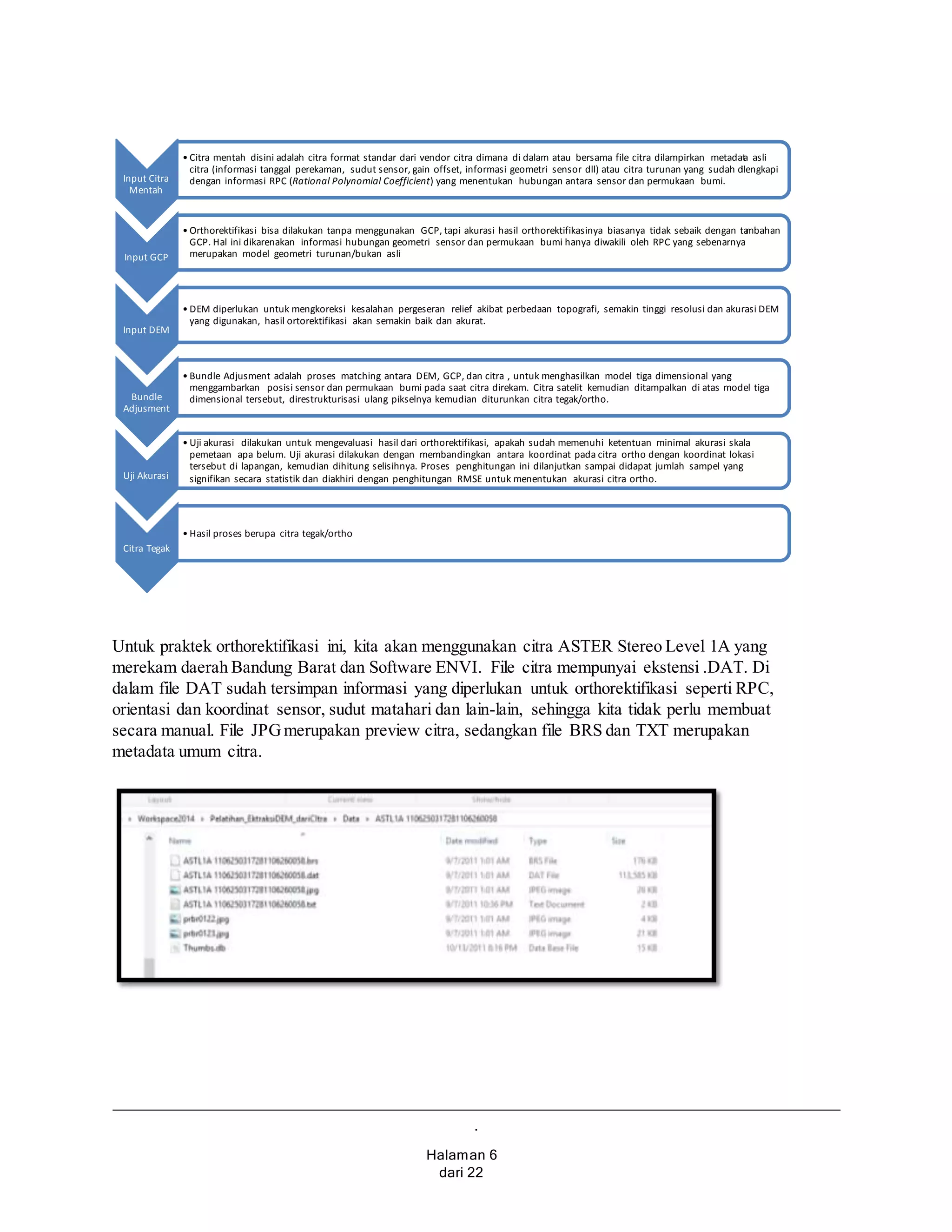 Tutorial ASTER Imagery Orthorectification Using ENVI Software | DOCX