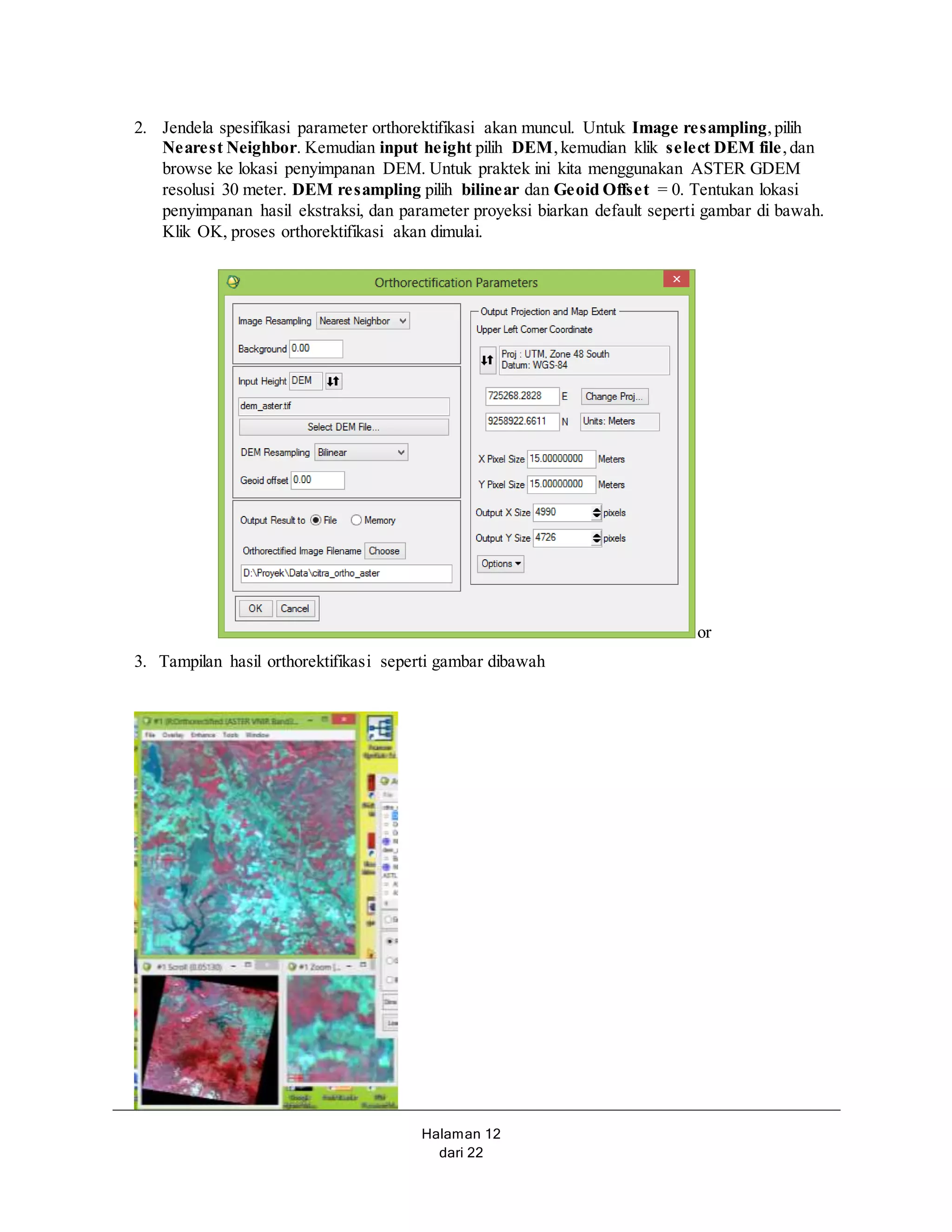 Tutorial ASTER Imagery Orthorectification Using ENVI Software | DOCX
