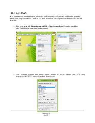 Tutorial ASTER Imagery Orthorectification Using ENVI Software | DOCX