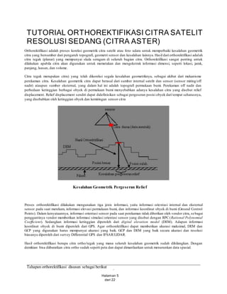 Tutorial ASTER Imagery Orthorectification Using ENVI Software | DOCX