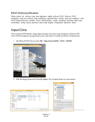 Tutorial ASTER Imagery Orthorectification Using ENVI Software | DOCX