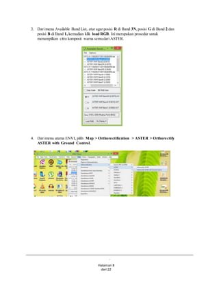 Tutorial ASTER Imagery Orthorectification Using ENVI Software | DOCX