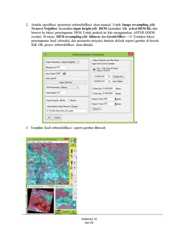 Tutorial ASTER Imagery Orthorectification Using ENVI Software | DOCX