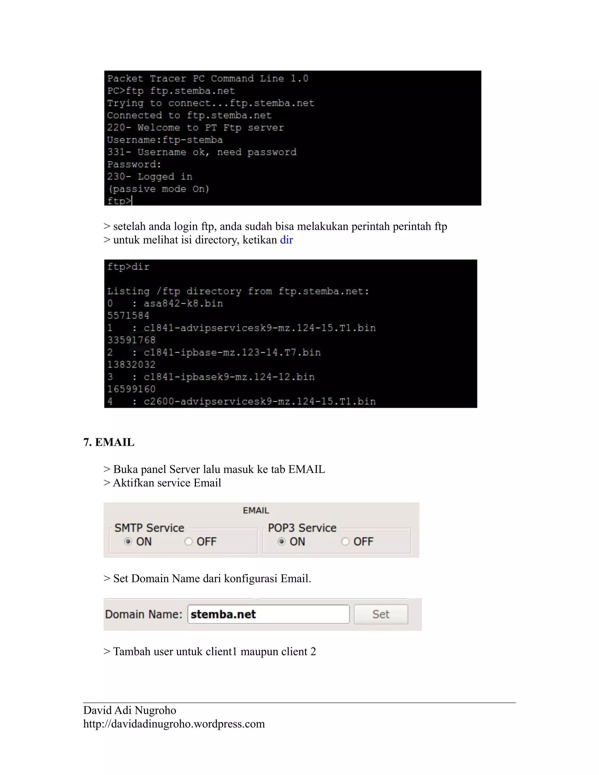 Tutorial Packet Tracer NAT DHCP DNS Web Server FTP Email NTP SSH TELNET | PDF