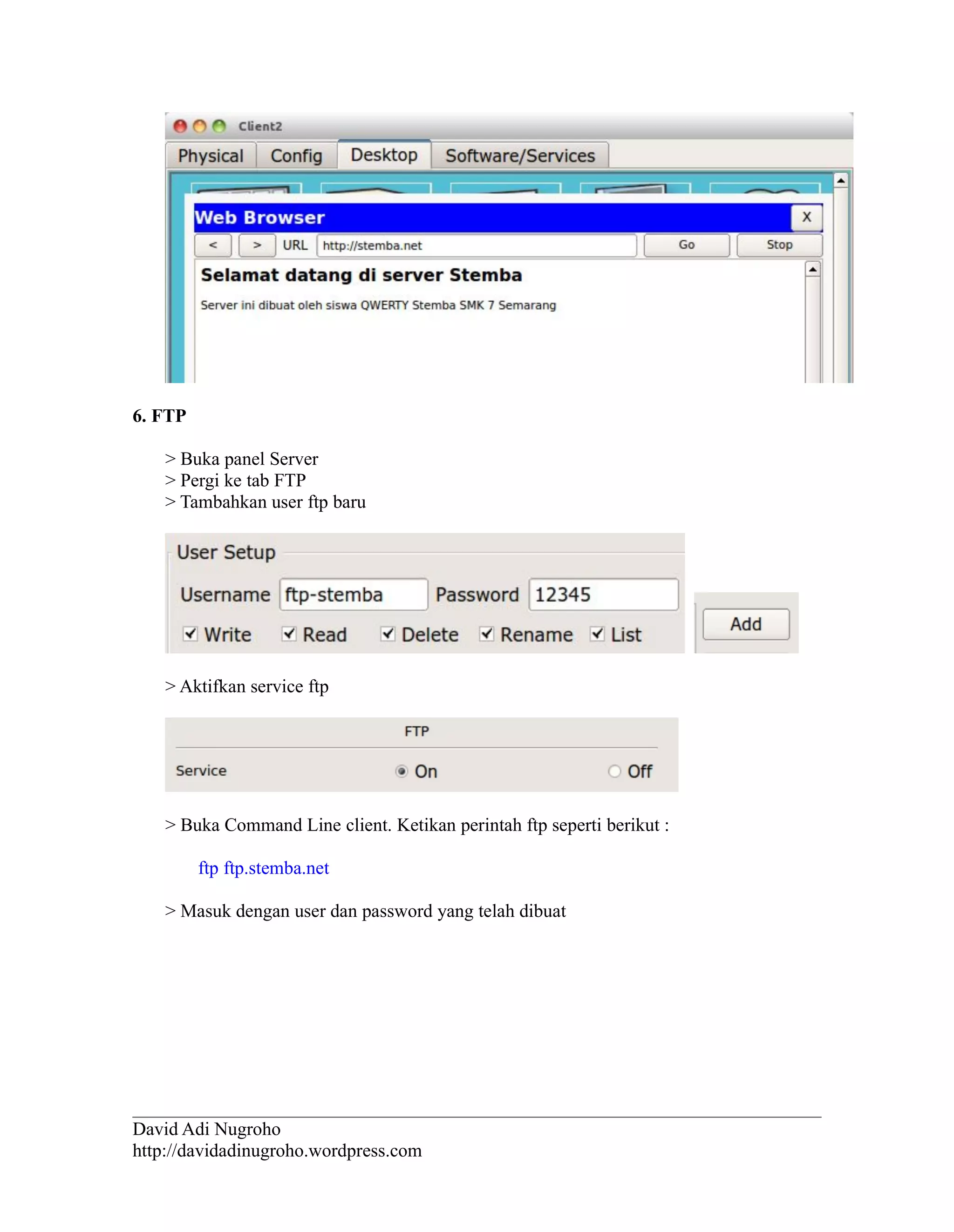 Tutorial Packet Tracer NAT DHCP DNS Web Server FTP Email NTP SSH TELNET | PDF