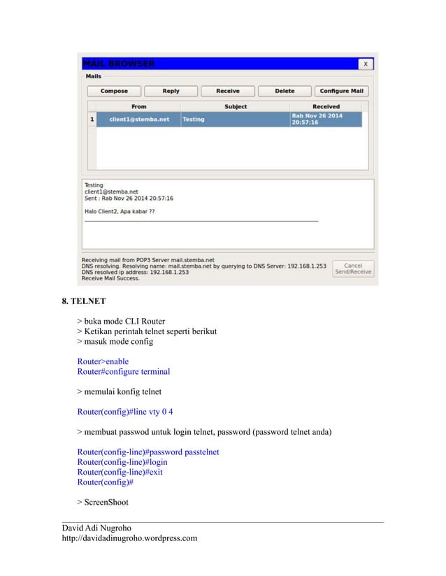 Tutorial Packet Tracer NAT DHCP DNS Web Server FTP Email NTP SSH TELNET | PDF