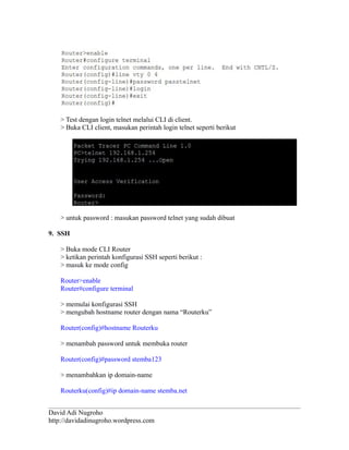 Tutorial Packet Tracer NAT DHCP DNS Web Server FTP Email NTP SSH TELNET | PDF