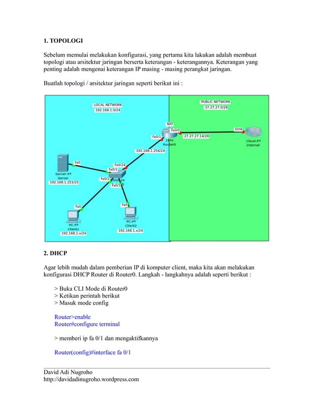 Tutorial Packet Tracer NAT DHCP DNS Web Server FTP Email NTP SSH TELNET | PDF