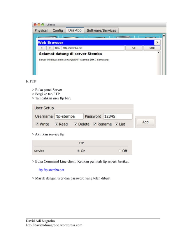 Tutorial Packet Tracer NAT DHCP DNS Web Server FTP Email NTP SSH TELNET | PDF