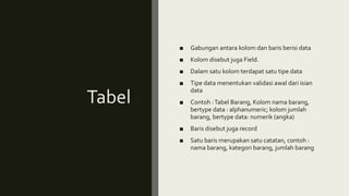 Tutorial pembuatan database sederhana | PPTX