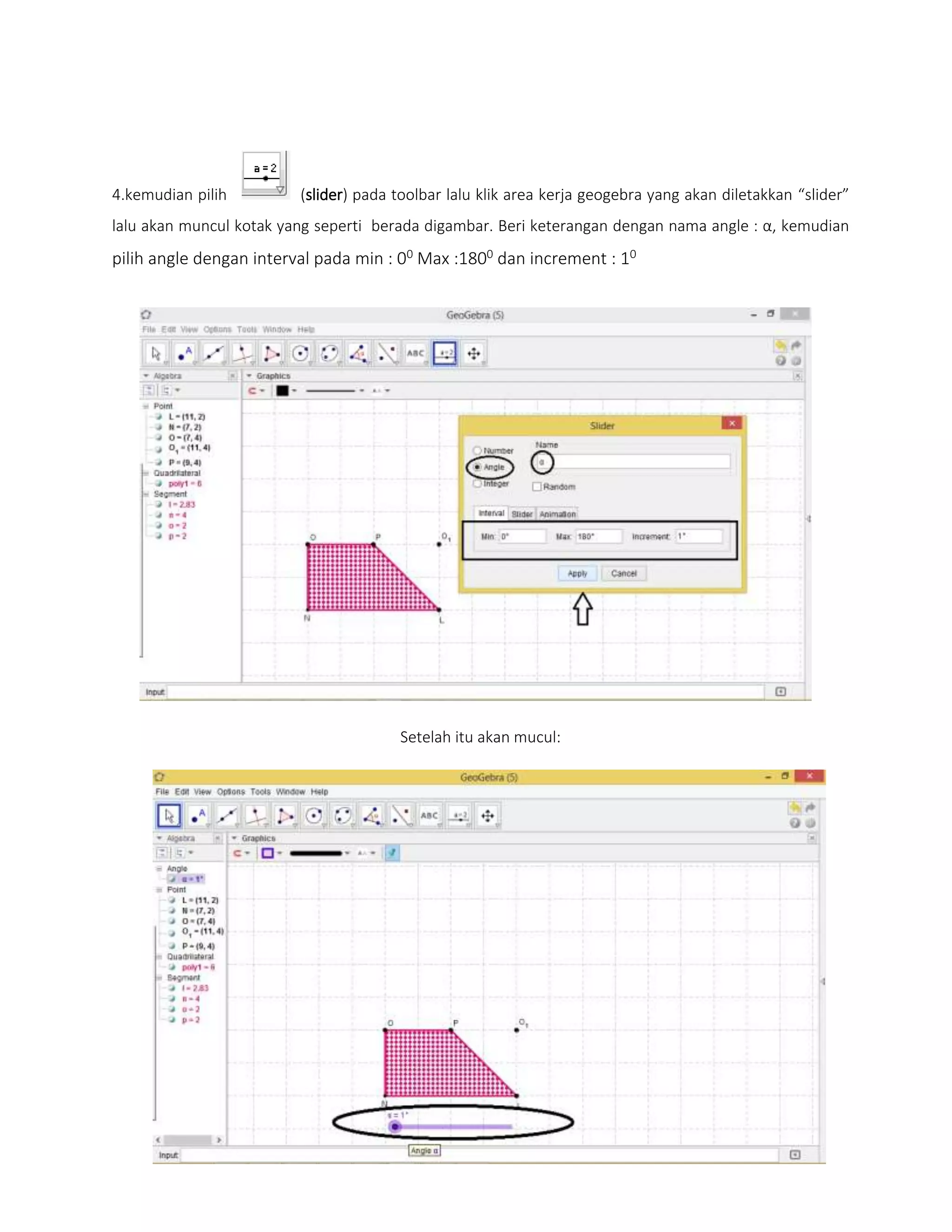 Tutorial membuat pembuktian l.segitiga dengan pendekatan l.persegi panjang di geogebra | DOCX
