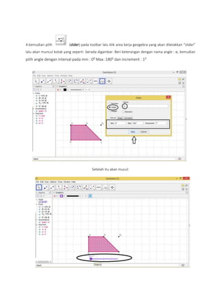 Tutorial membuat pembuktian l.segitiga dengan pendekatan l.persegi panjang di geogebra | DOCX