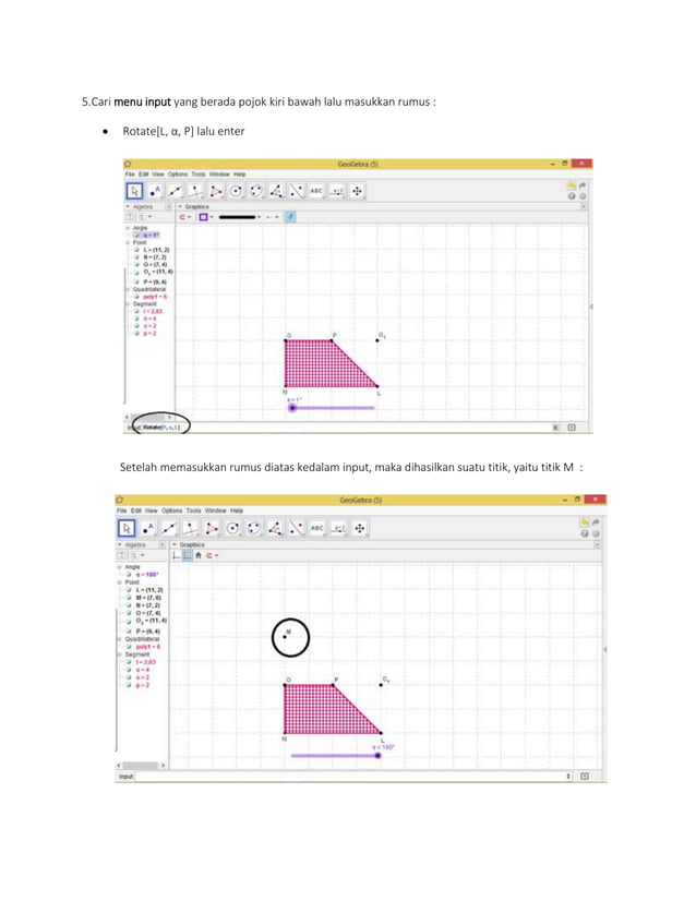 Tutorial membuat pembuktian l.segitiga dengan pendekatan l.persegi panjang di geogebra | DOCX