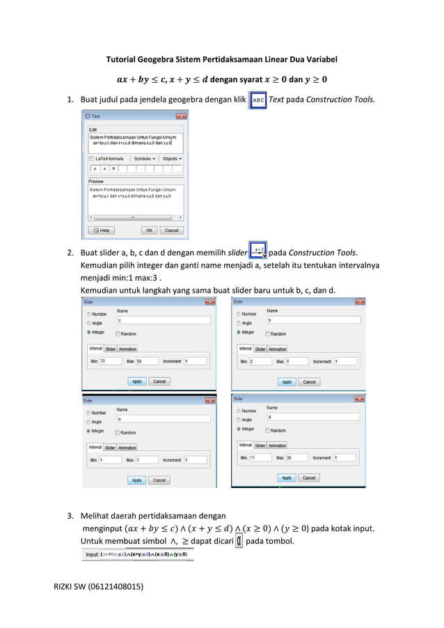 Tutorial penggunaan geogebra | PDF