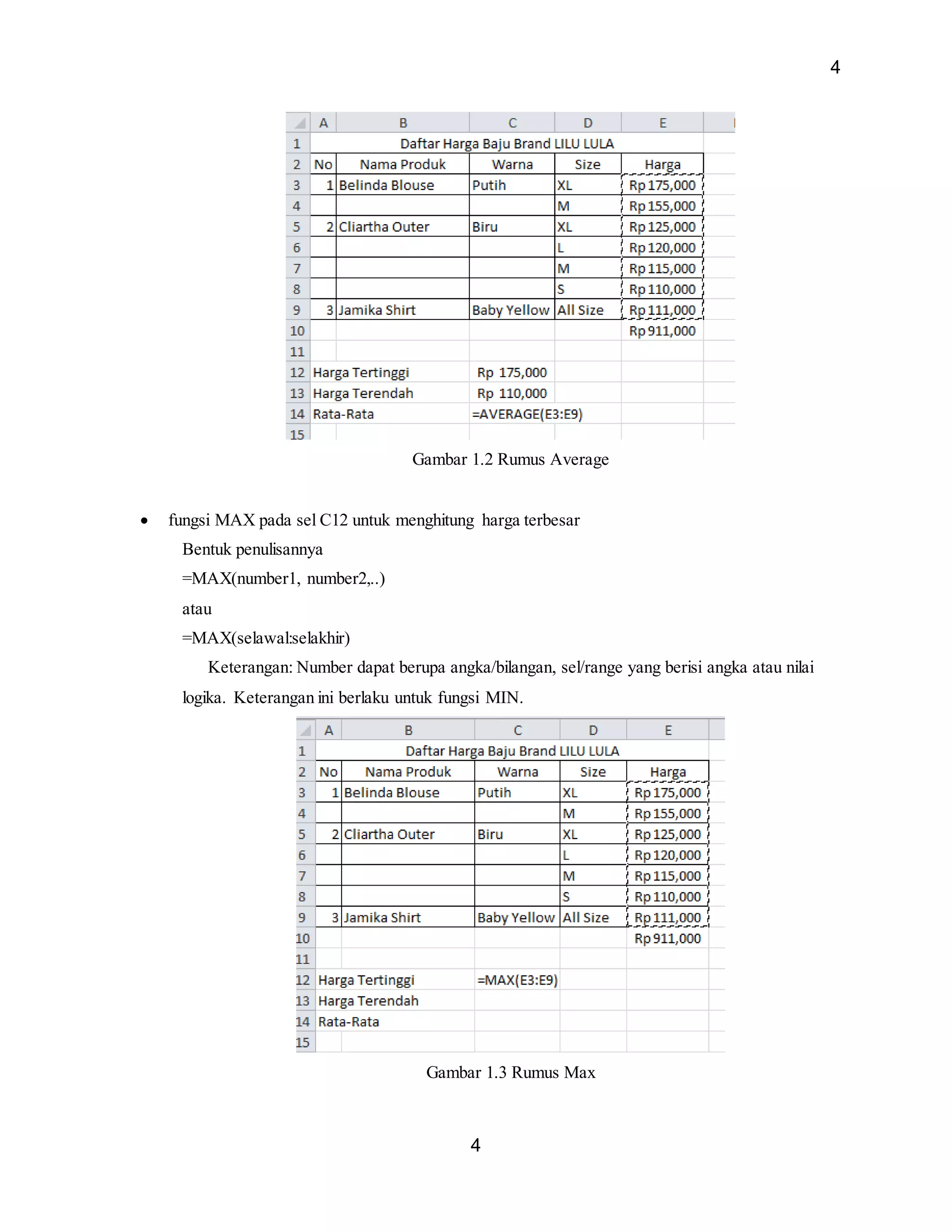 Tutorial penggunaan rumus excell | DOCX