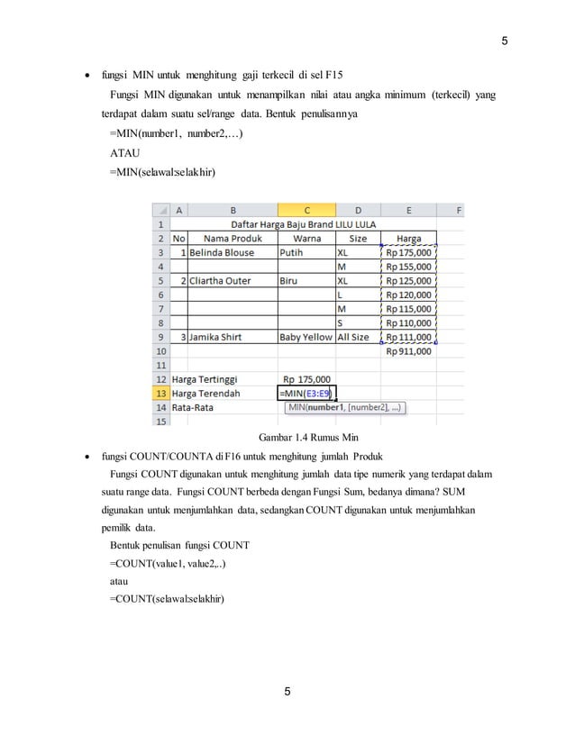 Tutorial penggunaan rumus excell | PDF