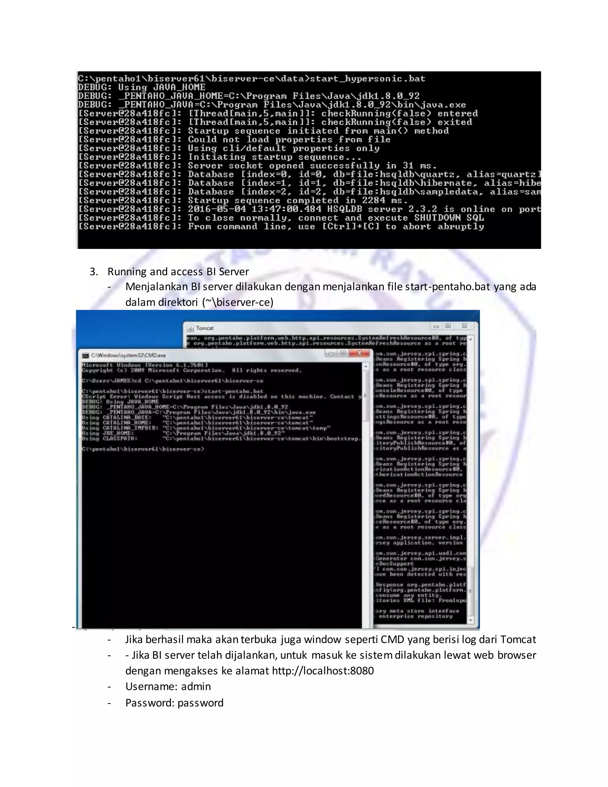 Tutorial Pentaho - Membuat Data base werehaouse | DOCX