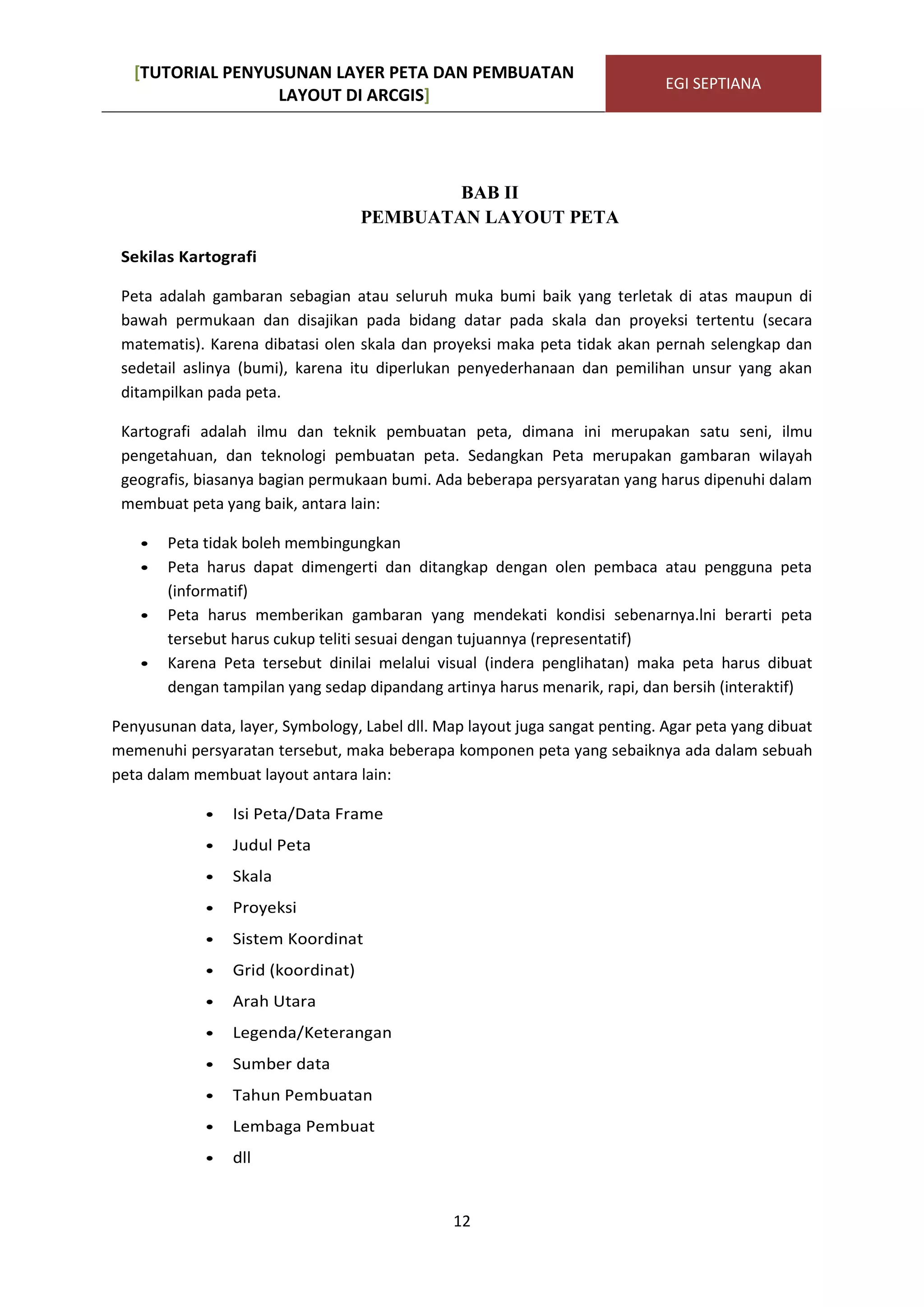 Tutorial penyusunan layer peta & pembuatan layout di arcgis | PDF