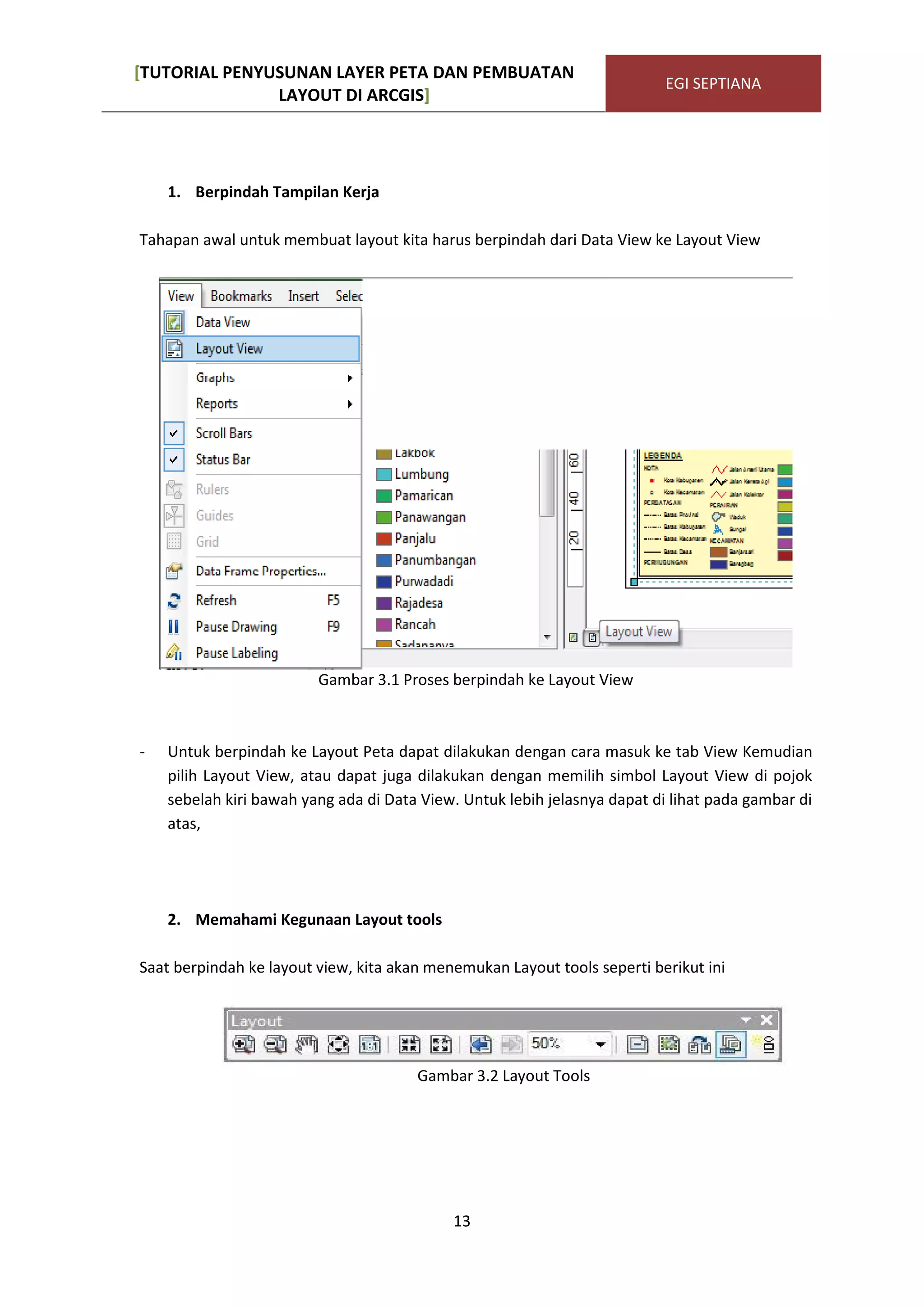 Tutorial penyusunan layer peta & pembuatan layout di arcgis | PDF