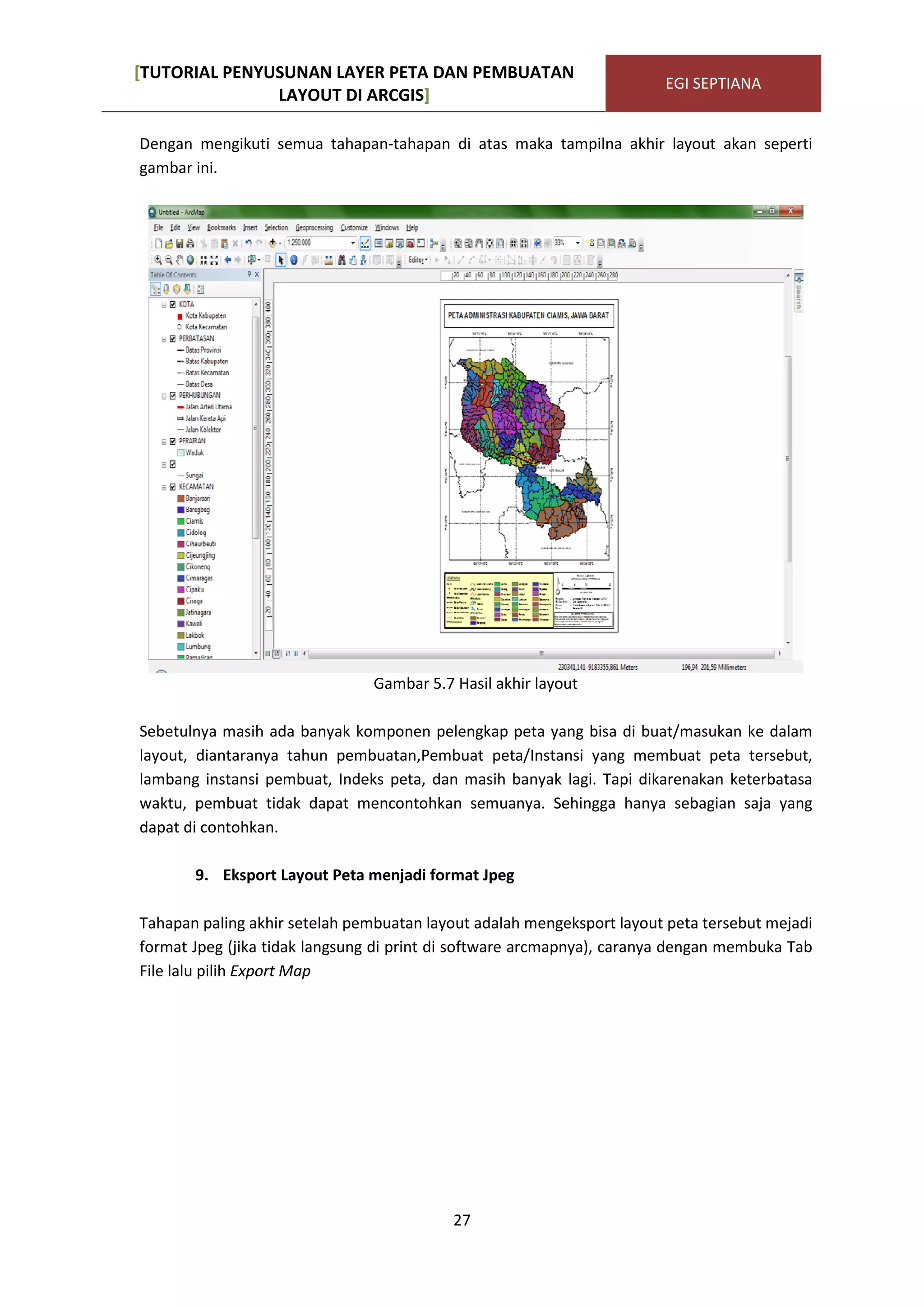 Tutorial penyusunan layer peta & pembuatan layout di arcgis | PDF